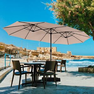 HERA'S PALACE 15 Ft Patio Umbrella with Base, Large Outdoor Umbrella with Crank Handle, Powerful UV Protective, Umbrella Outdoor Patio for Residential, Commercial Locations