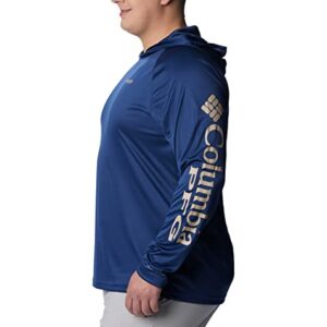 Columbia Men's Terminal Tackle Hoodie, Carbon/Ancient Fossil Logo, Large