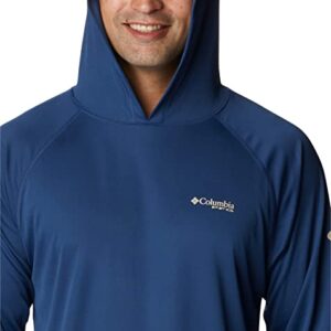 Columbia Men's Terminal Tackle Hoodie, Carbon/Ancient Fossil Logo, Large