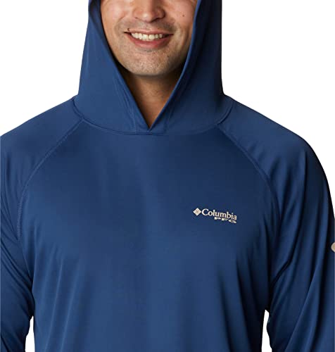 Columbia Men's Terminal Tackle Hoodie, Carbon/Ancient Fossil Logo, Large