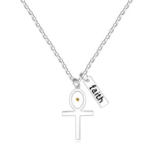 uloveido stainless egyptian ankh cross necklace faith jewerly mustard seed pendant christian graduation gifts y559 (oval cross)