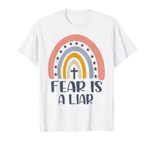 Fear is a liar Rainbow Cross Christian Bible Verse God Jesus T-Shirt