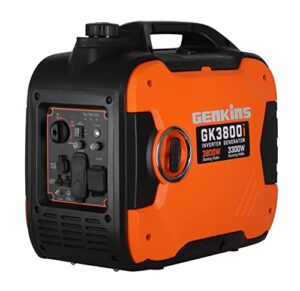 genkins 3800 watt portable inverter generator ultra quiet rv ready emergency home back up recreation etc gas powered epa compliant ship to puerto rico