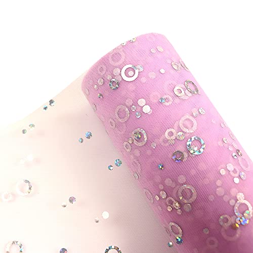 Yuanchuan Sequin Glitter Tulle Rolls 6 inch x 10 Yards (30 feet) Purple for Table Runner Chair Sash Bow Pet Tutu Skirt Sewing Crafting Fabric Wedding Unicorn Halloween Party Gift Ribbon (Purple)