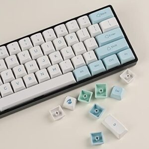 WHYSP XDA Profile PBT Keycaps 60 Percent, 137 Keys Custom Gaming Keycaps Dye Sublimation for ANSI US & ISO UK Layouts Cherry Gateron MX Switches Mechanical Keyboard (Mint)