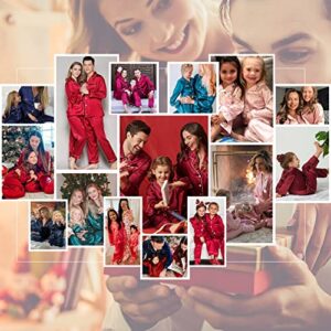 SWOMOG Womens Silk Satin Pajamas Set Long Sleeve Loungewear 2 Piece Sleepwear Button Down Casual Pj Set Red