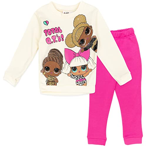 L.O.L. Surprise! Diva Fierce Queen Bee Big Girls Fleece Fashion Pullover Sweatshirt and Pants Set Pink/White 18-20