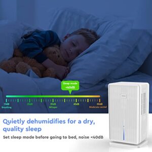 AIIKEE Household Dehumidifier, 102oz(3000ml) Large Water Tank Portable Quiet Dehumidifier/Two Working Modes/With Color Light/Auto-Off, Suitable For Basement/Bedroom/Bathroom/Closet/Office