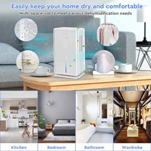 AIIKEE Household Dehumidifier, 102oz(3000ml) Large Water Tank Portable Quiet Dehumidifier/Two Working Modes/With Color Light/Auto-Off, Suitable For Basement/Bedroom/Bathroom/Closet/Office