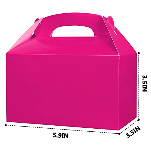 Hot Pink Party Treat Boxes 24 Pcs Bright Pink Candy Cookies Gift Box DIY Party Favor Bags Snack Goody Cardboard Gable Boxes Prefect for Kids Birthday Party Gift Giving Baby Shower Wedding Valentine Decorations