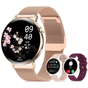 iaret smart watch for women, dial answer calls smartwatch for android ios phones waterproof activity fitness tracker with 1.32" full touch screen 20 sports modes pedometer heart rate sleep monitor