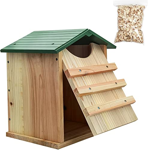 Prolee Screech Owl House Hand Made 14 x 10 Inch Cedar Wood Owl Box with Mounting Screws, Easy Assembly Required (Standard)