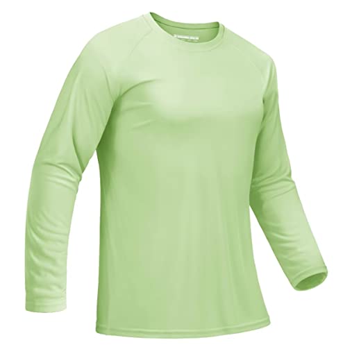 Boladeci Swim Shirts for Men UPF 50+ Sun Protection UV Shirts Long Sleeve Summer Clothing SPF Beach Swimming Tee Tops Rash Guard Light Green 2XL