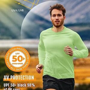 Boladeci Swim Shirts for Men UPF 50+ Sun Protection UV Shirts Long Sleeve Summer Clothing SPF Beach Swimming Tee Tops Rash Guard Light Green 2XL