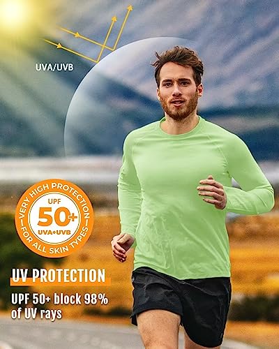 Boladeci Swim Shirts for Men UPF 50+ Sun Protection UV Shirts Long Sleeve Summer Clothing SPF Beach Swimming Tee Tops Rash Guard Light Green 2XL