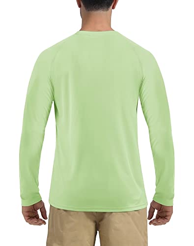 Boladeci Swim Shirts for Men UPF 50+ Sun Protection UV Shirts Long Sleeve Summer Clothing SPF Beach Swimming Tee Tops Rash Guard Light Green 2XL