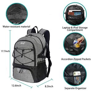 WOLT | Basketball Backpack Large Sports Bag with Separate Ball holder & Shoes compartment, Best for Basketball, Soccer, Volleyball, Swim, Gym, Travel (Grey)