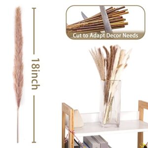 DomeStar 130PCS Pampas Grass Decor,Dried Pampas Grass Contains White and Natural Bunny Tail Grass Reed Boho Bouquet Decor for Wedding Party Home Table Vase Rustic Farmhouse Decor（18 inch）