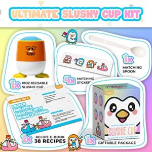 Insta Slushy Maker Cup for Kids – Penguin Compact Make & Serve Slushie Cup Allows You to Make Refreshing Slushies, Smoothies & Other Frozen Drinks in Minutes – The Ultimate Slush Cup Experience