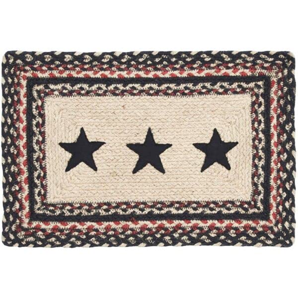 New Primitive Farmhouse RED Black Star Braided Jute Table MAT Candle Doily 15" for Home, Kitchen, Farmhouse Decor