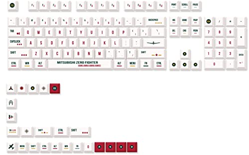 IOAOI Aircraft Keycaps, PBT Keycaps 128 Key Custom Keycap Set with Key Fetcher and Gift Box Keycaps for Cherry MX Switches /GK61/ GK64/ RK61/ Anne/ GH60 / ALT61 - Only Keycaps