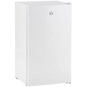 homcom mini fridge with freezer, 3.2 cu.ft compact refrigerator with adjustable shelf, mechanical thermostat and reversible door for bedroom, dorm, white