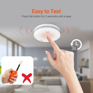 Jemay 10 Year Lithium Battery Photoelectric Smoke Detectors,Ultra Thin Design Smoke Detetor,Smoke Alarm with Automatic Brightness Adjustment, Fire Safety with Self-Test and Easy Test Button,4 Packs