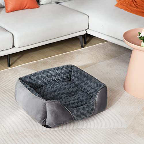 INVENHO Small Dog Bed for Large Medium Small Dogs, Rectangle Washable Dog Bed, Orthopedic Dog Bed, Soft Calming Sleeping Puppy Bed Durable Pet Cuddler with Anti-Slip Bottom S(20"x19"x6")