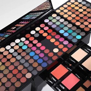 UNIFULL 190 Colors Makeup Pallet,Professional Makeup Kit for Women Full Kit,All in One Makeup Sets for Women&Beginner,include Eyeshadow,Lipstick,Compact Powder,Eyeliner,Glitter Powder,Concealer,makeup brush（004-Black）