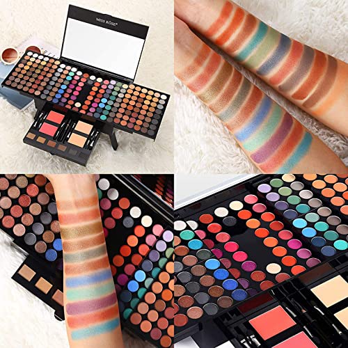 UNIFULL 190 Colors Makeup Pallet,Professional Makeup Kit for Women Full Kit,All in One Makeup Sets for Women&Beginner,include Eyeshadow,Lipstick,Compact Powder,Eyeliner,Glitter Powder,Concealer,makeup brush（004-Black）