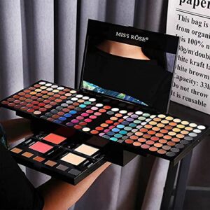 UNIFULL 190 Colors Makeup Pallet,Professional Makeup Kit for Women Full Kit,All in One Makeup Sets for Women&Beginner,include Eyeshadow,Lipstick,Compact Powder,Eyeliner,Glitter Powder,Concealer,makeup brush（004-Black）