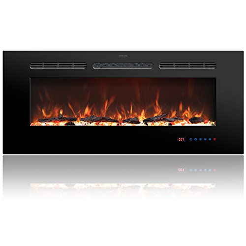 Rodalflame 30 Inches Electric Fireplace Inserts, Recessed and Wall Mounted Fireplace Heater for Indoor Use with Remote Control, 13 Color Flames with Log &Crystal, 9H Timer, 750/1500W