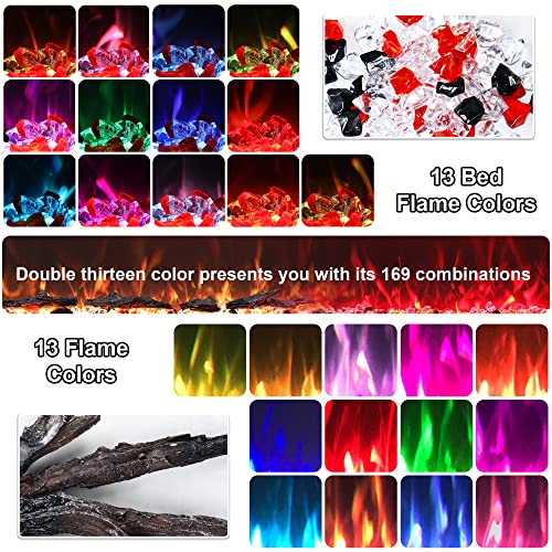 Rodalflame 30 Inches Electric Fireplace Inserts, Recessed and Wall Mounted Fireplace Heater for Indoor Use with Remote Control, 13 Color Flames with Log &Crystal, 9H Timer, 750/1500W