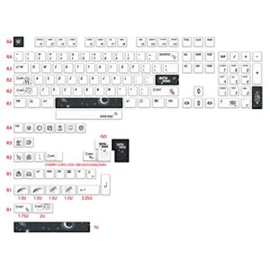 JSJT Space Keycaps 138 Keys White Keycaps Cherry Profile Keycaps PBT Dyed Sublimation Custom Keycaps for Cherry Gateron MX Switch Mechanical Gaming Keyboards