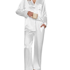 Ekouaer Silk Pajamas Set for Women Long Pant Satin Long Sleeve Sleepwear Tops Two Piece Pjs Bridal Party