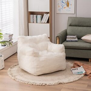 Recaceik Bean Bag Chairs, Tufted Soft Stuffed with Filler, Fluffy and Lazy Sofa, Imperial Lounger Giant Chair for Bedroom, Living Room, White