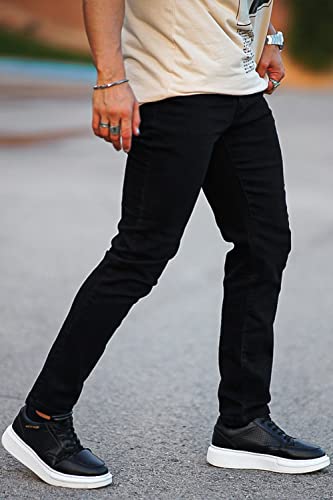 Slim Fit Jeans for Men Black Stretch Skinny Denim Pants Men Tapered Leg No Ripped 34