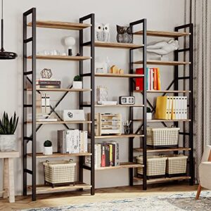 IRONCK Bookcases and Bookshelves Triple Wide 6 Tiers Industrial Bookshelf, Large Etagere Bookshelf Open Display Shelves with Metal Frame for Living Room Bedroom Home Office