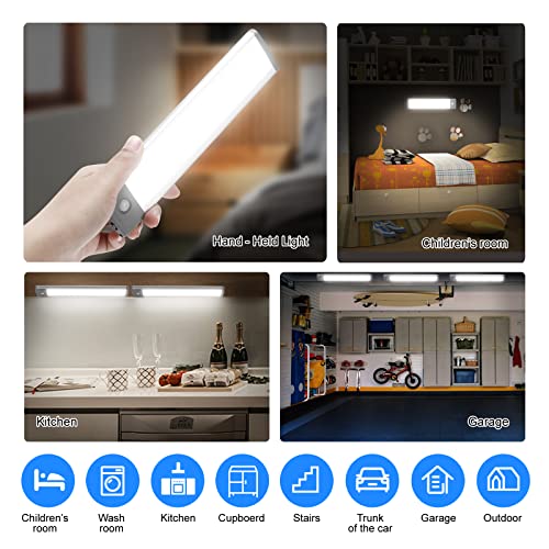 30-LED Under Cabinet Lights,USB Rechargeable Kitchen Cupboard Night Light,Battery Operated Under Counter Closet Lighting,Motion Detector Night Light,Wireless Magnetic Motion Activated Light-2Pack