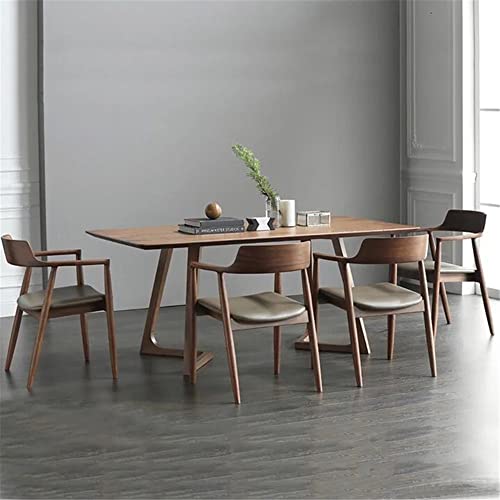 NIUYAO Rectangle Solid Wood Dining Table, Classic Pine Tabletop with Double Pedestal Base Simple Modern Long Meeting Table -Brown 55" L x 27.5" W x 29.5" H