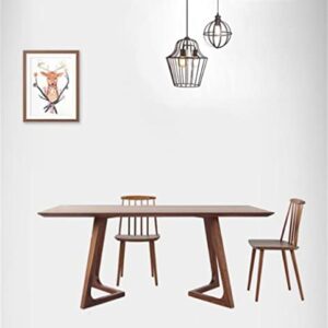 NIUYAO Rectangle Solid Wood Dining Table, Classic Pine Tabletop with Double Pedestal Base Simple Modern Long Meeting Table -Brown 55" L x 27.5" W x 29.5" H