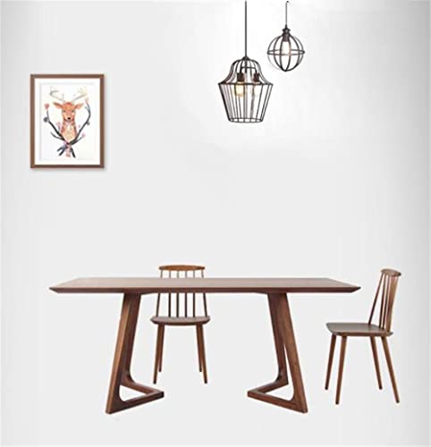 NIUYAO Rectangle Solid Wood Dining Table, Classic Pine Tabletop with Double Pedestal Base Simple Modern Long Meeting Table -Brown 55" L x 27.5" W x 29.5" H