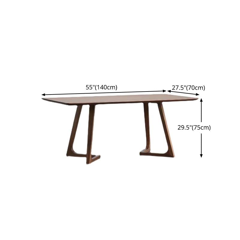 NIUYAO Rectangle Solid Wood Dining Table, Classic Pine Tabletop with Double Pedestal Base Simple Modern Long Meeting Table -Brown 55" L x 27.5" W x 29.5" H