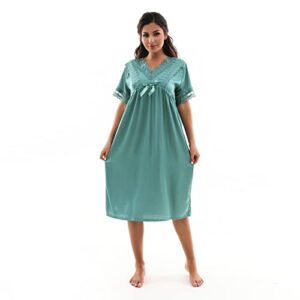 harlychan nightgown for women, satin nightgown robe soft lightweight sleepwear, wedding party lounge wear short nightwear s-l (small,mint green)