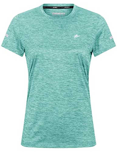 T Shirts for Women Gym Work Out Shirts Short Sleeve T-Shirt Running Shirts Dry Fit Athletic Shirts Golf Shirts Women Surf Tshirts Light Green