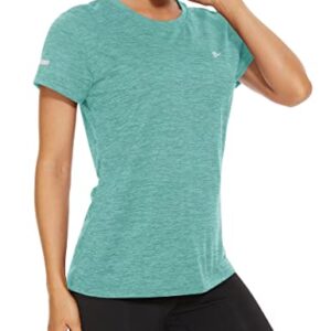 T Shirts for Women Gym Work Out Shirts Short Sleeve T-Shirt Running Shirts Dry Fit Athletic Shirts Golf Shirts Women Surf Tshirts Light Green