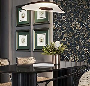 Dimoon 78.7"x16.1" Delicate Floral Peel and Stick Wallpaper Black Golden Thicken Waterproof Leaf Vintage Flower Contact Paper Self Adhesive Wallpaper Removable Wall Paper Shelf Liner Decal Vinyl Roll