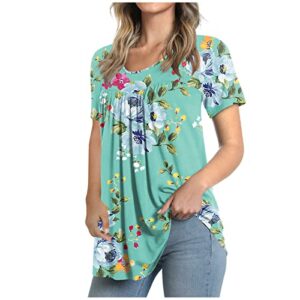 womens tops hide belly tunic 2022 summer short sleeve t shirts long flowy tshirt casual dressy blouses to wear with leggings mint green