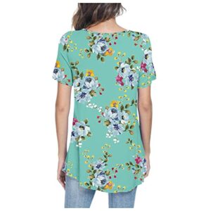 Womens Tops Hide Belly Tunic 2022 Summer Short Sleeve T Shirts Long Flowy Tshirt Casual Dressy Blouses to Wear with Leggings Mint Green