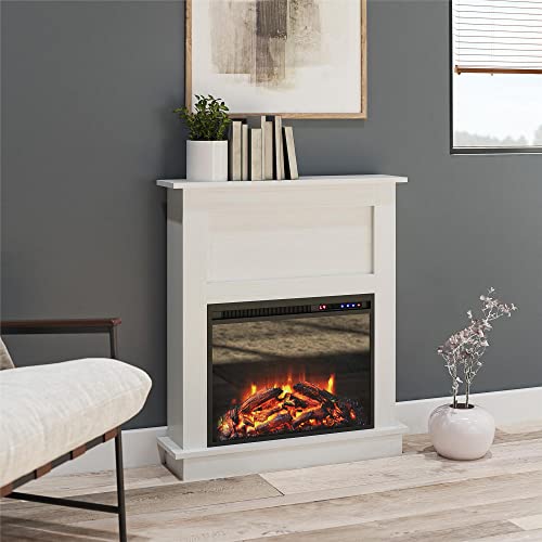 Ameriwood Home Ellsworth Fireplace with Mantel, White